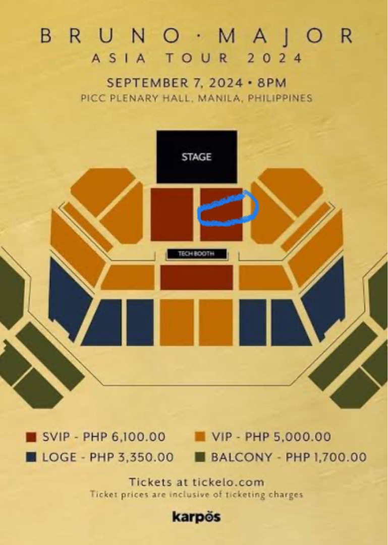 BRUNO MAJOR LIVE IN MANILA DAY 1 | SVIP TICKET (1) ROW G SEAT 26, Announcements on Carousell