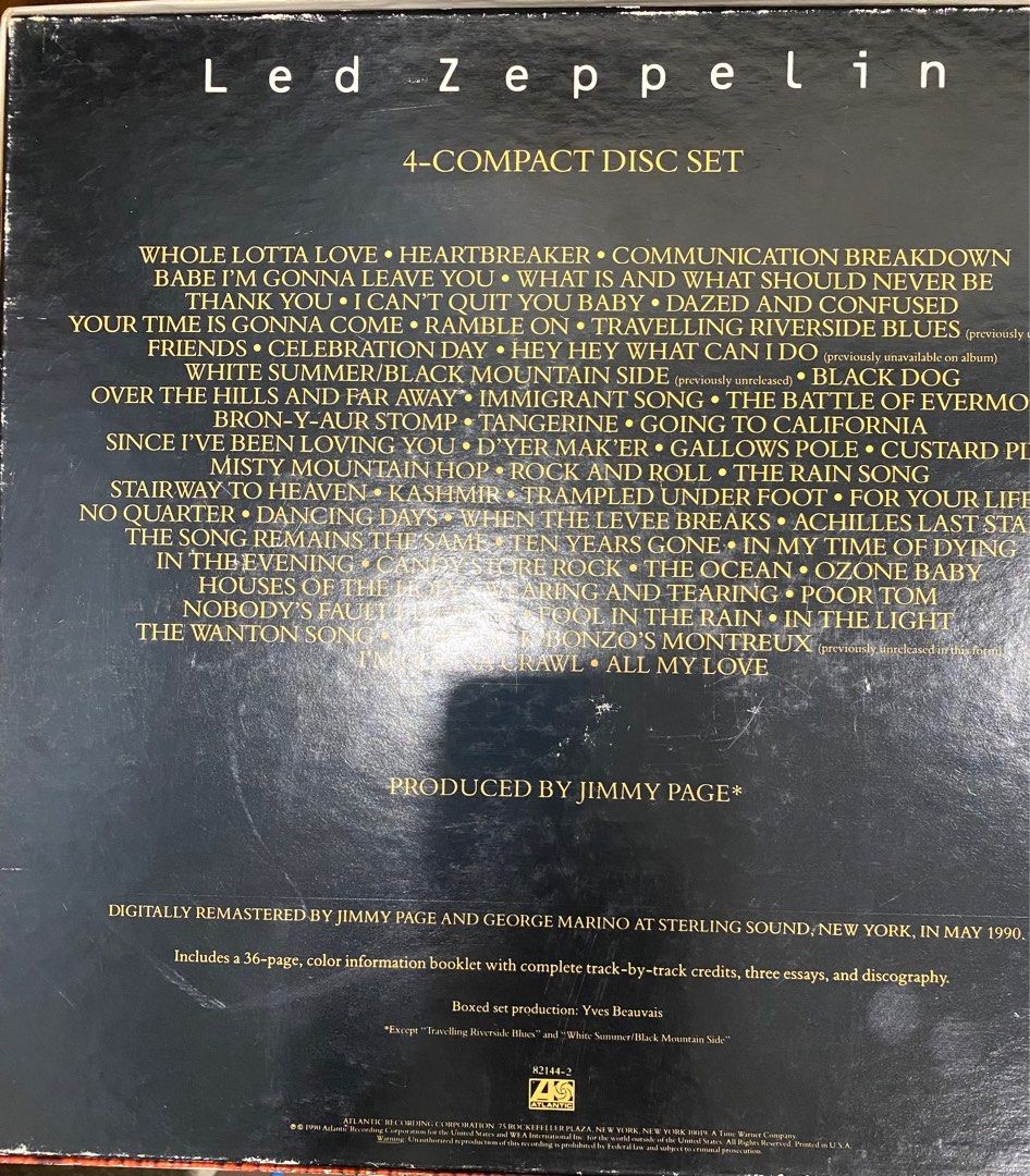 CD: rock - BOX SET Led Zeppelin- DIGITALLY REMASTERED 4CD Box Set 1990 ...