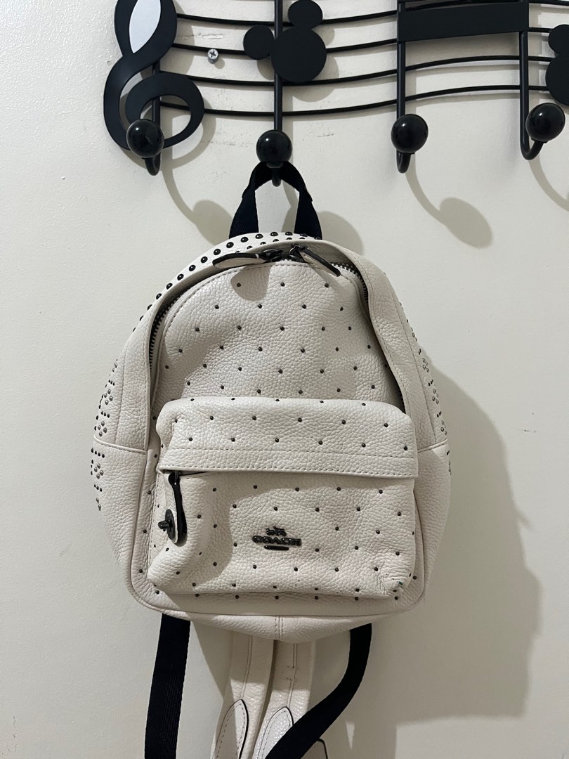 Coach Mini Campus Backpack (Chalk White Pebble Leather), Women's ...