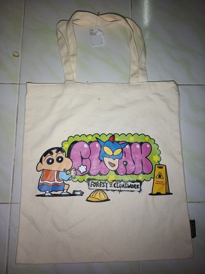 Crayon Shin Chan tote bag (Cloak X Forest), Men's Fashion, Bags, Sling ...
