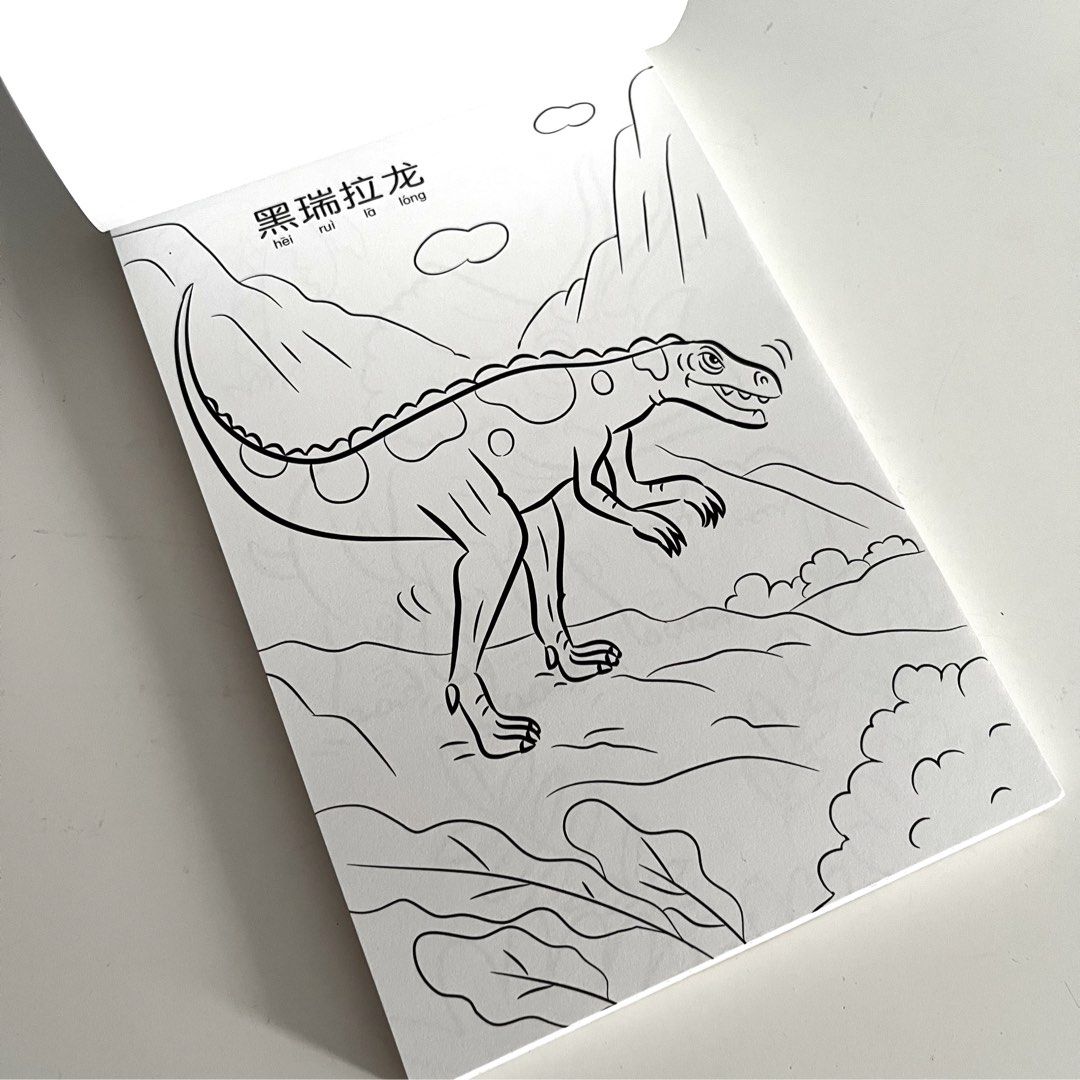 Dinosaur colouring book with mandarin/ Chinese names, Hobbies & Toys ...