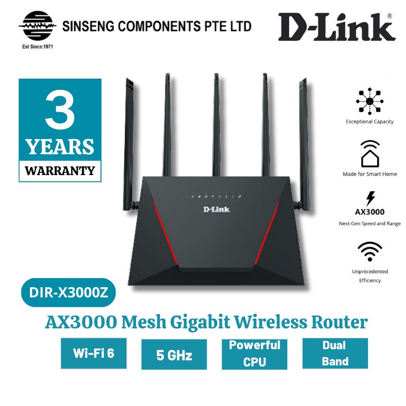 D-Link DIR-X3000Z AX3000 WiFi 6 Mesh Gigabit Wireless Wifi Router ...