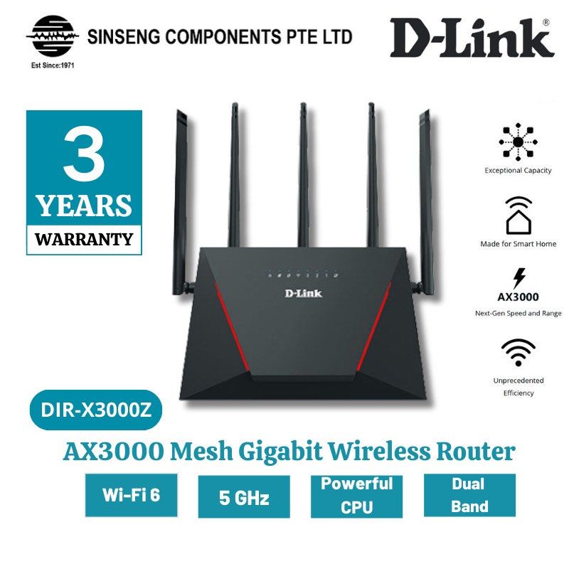 D-Link DIR-X3000Z AX3000 WiFi 6 Mesh Gigabit Wireless Wifi Router, Computers & Tech, Parts ...