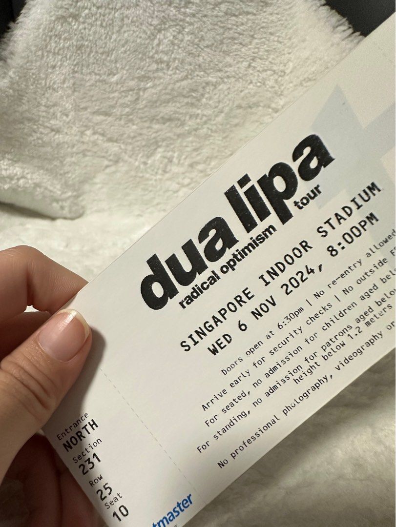 Dua Lipa Radical Optimism Tour | Cat 3 Physical Tickets, Tickets ...