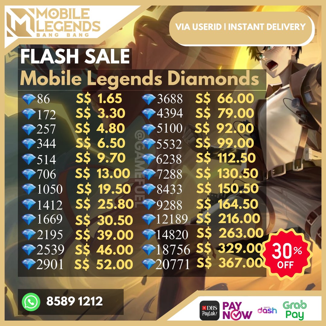 💥FLASH SALE [9288💎 $164.5] CHEAP MLBB DIAMONDS | ML DIAMONDS | Mobile ...