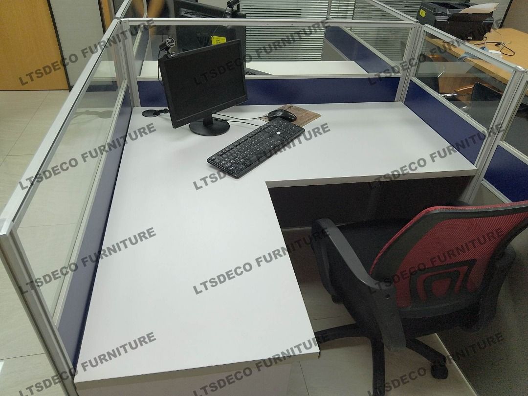 FULL LAMINATED WORKSTATION CUBICLE WITH GLASS PANEL | OFFICE PARTITION ...