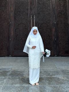 Hijabistahub grace kurung bride series champagne, Women's Fashion ...