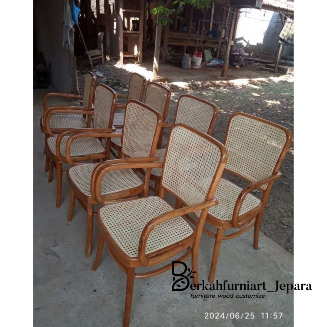 Kursi Rotan kayu jati / kursi rotan minimalis / kursi cafe kayu jati ...