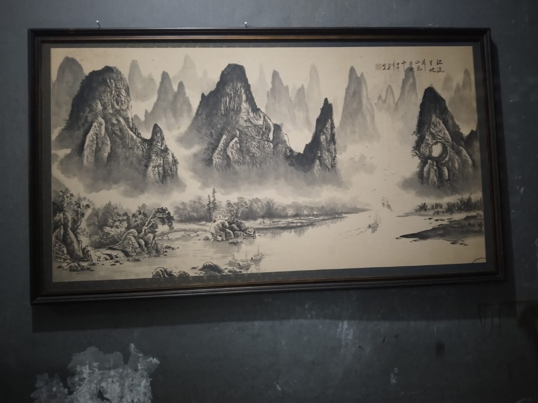 Lukisan Gunung Chinese Tinta Cina Makna Kehidupan Kuno Jadul Antik ...