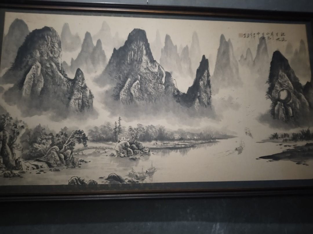 Lukisan Gunung Chinese Tinta Cina Makna Kehidupan Kuno Jadul Antik ...