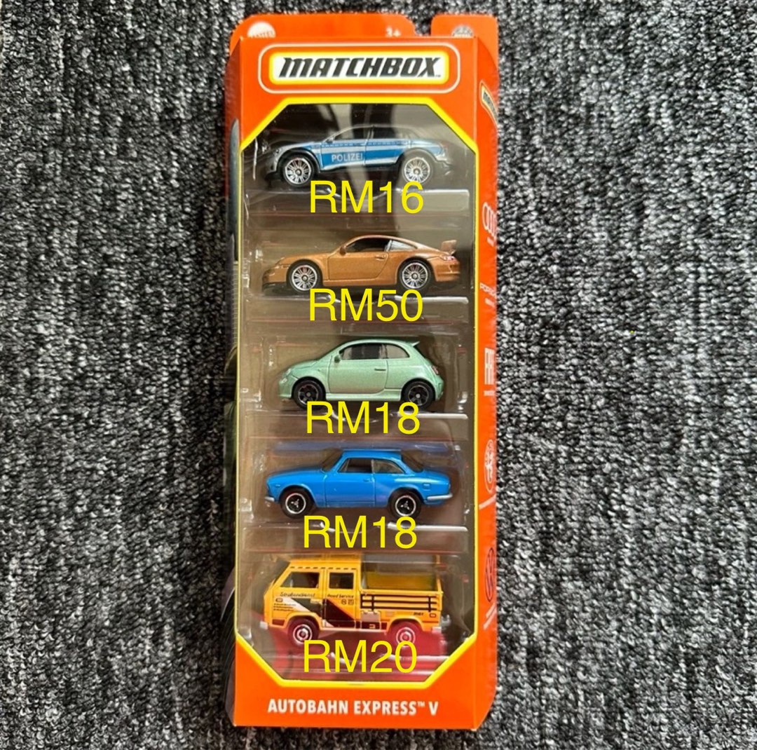 MATCHBOX AUTOBAHN EXPRESS V Audi E-Tron Porsche 911 GT3 2019 Fiat 500 ...