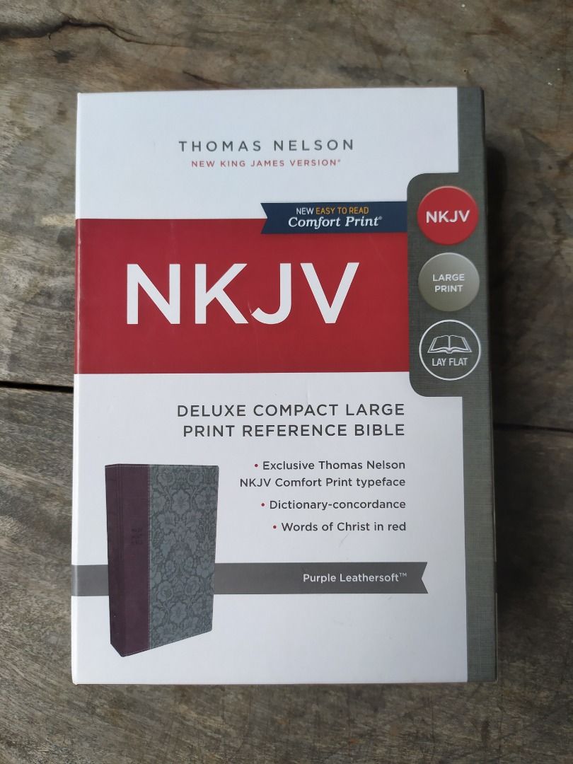 NKJV Thomas Nelson Deluxe Compact Large Print Reference Bible Purple ...