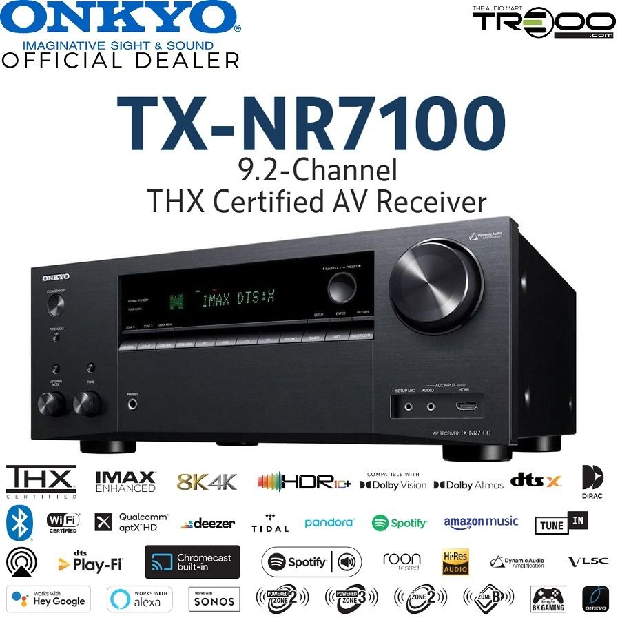 [Discontinued] Onkyo TX-NR7100 9.2 Channel THX Certified 8K Hi-Fi Network AV Receiver (with ...