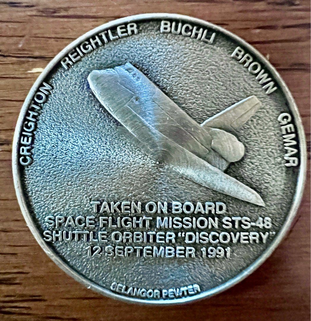 RARE! 1991 Selangor Pewter Space Mission STS-48 Shuttle Commemorative Medal, Hobbies & Toys ...