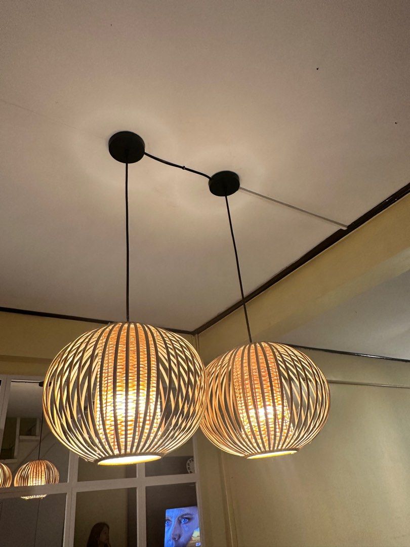 Rattan drop lights, Furniture & Home Living, Lighting & Fans, Lighting ...