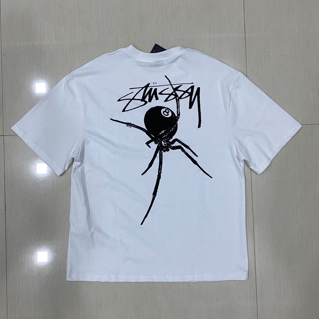Stussy "Spider 8 Ball" White Tee XL, Men's Fashion, Tops & Sets ...