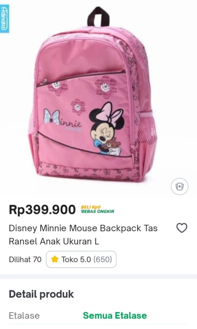 Tas Sekolah Anak Minnie Mouse, Buku & Alat Tulis, Alat Tulis di Carousell