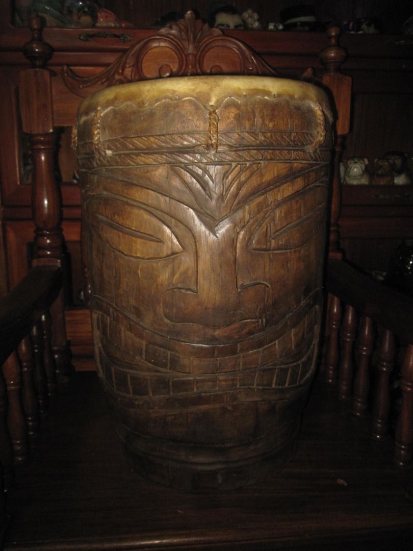 Vintage Hawaiian Polynesian Hand Carved Pahu Drum, Hobbies & Toys ...