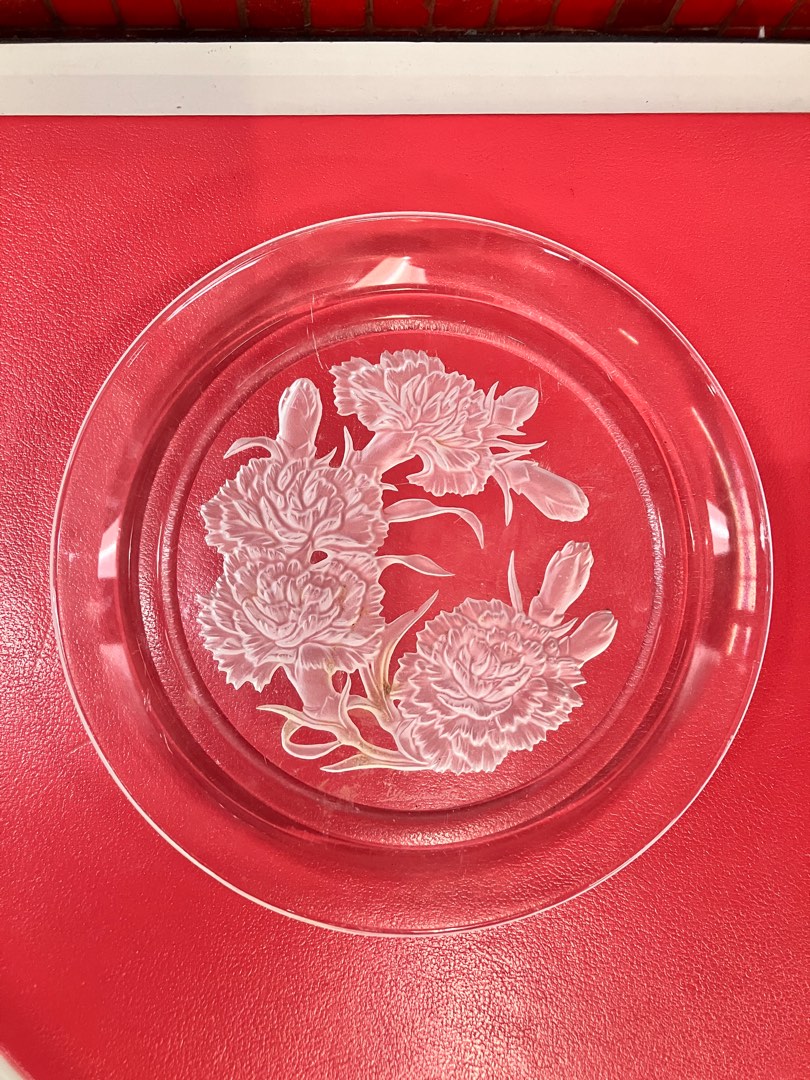 Vintage Japanese Hoya Crystal Art Glass Plate T.yamamoto Flowers Signed ...