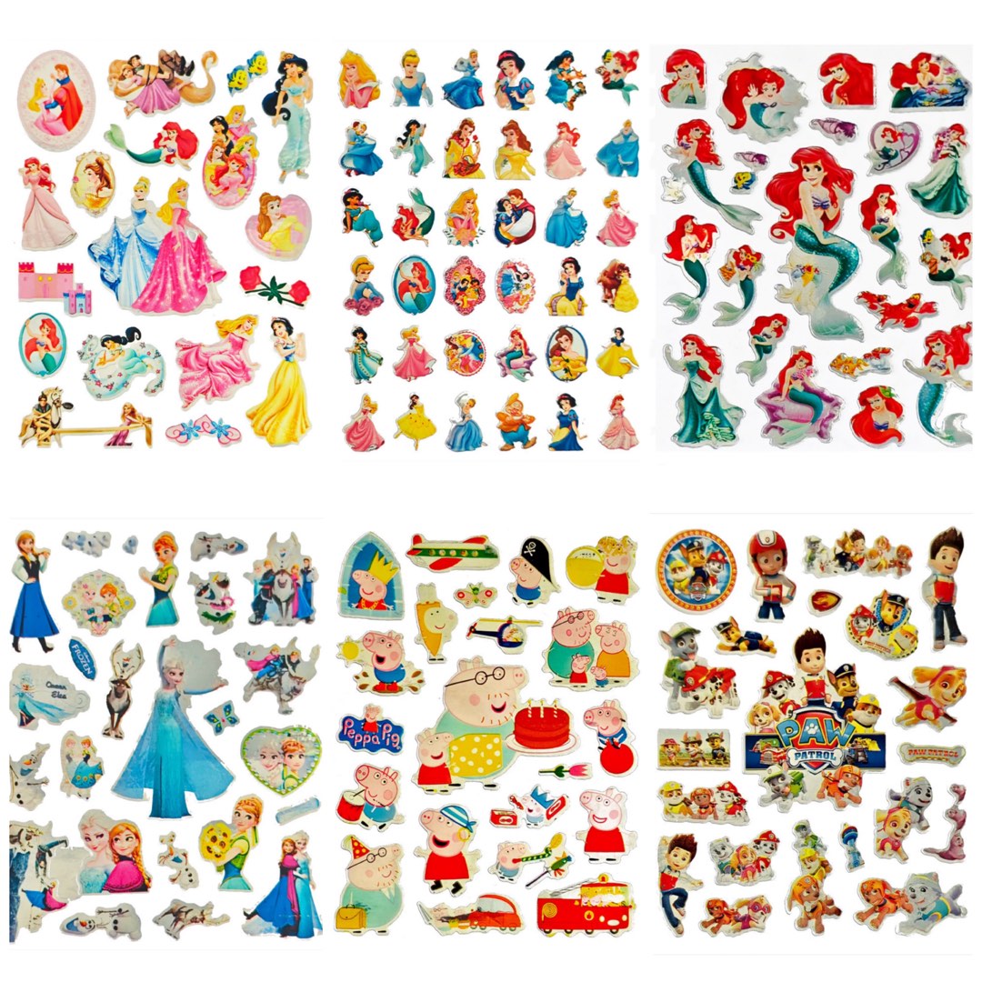 5 Sheets Cartoon Disney Princess / Paw Patrol / Peppa Stickers, Hobbies ...