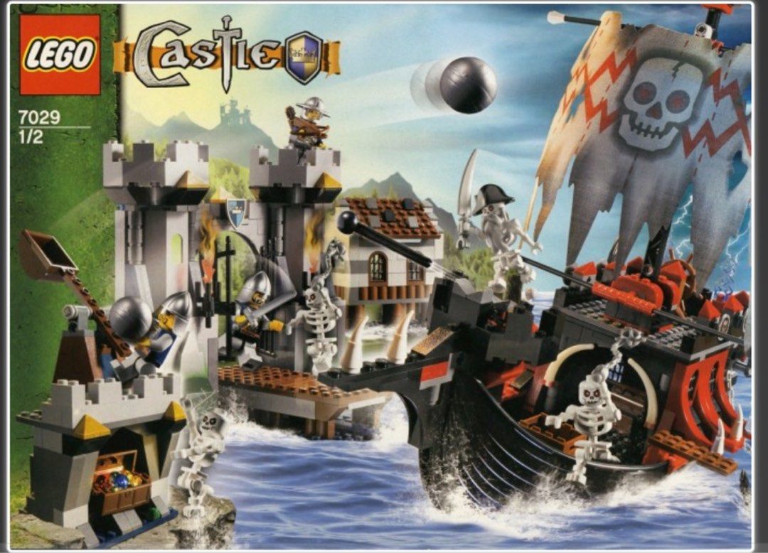 中古全新 Lego Castle 7029 Skeleton Ship Attack （冇盒、未開袋、骷髏帆直身、有說明書）, 興趣及遊戲 ...