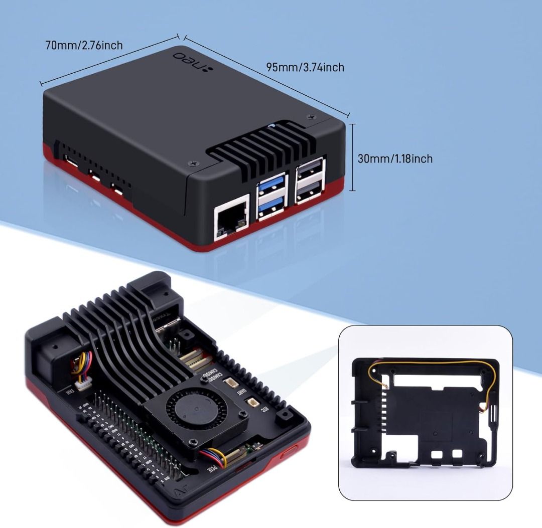 Argon NEO 5 BRED RP5外殼+內置風扇 Argon NEO 5 BRED Case for Raspberry Pi 5 ...