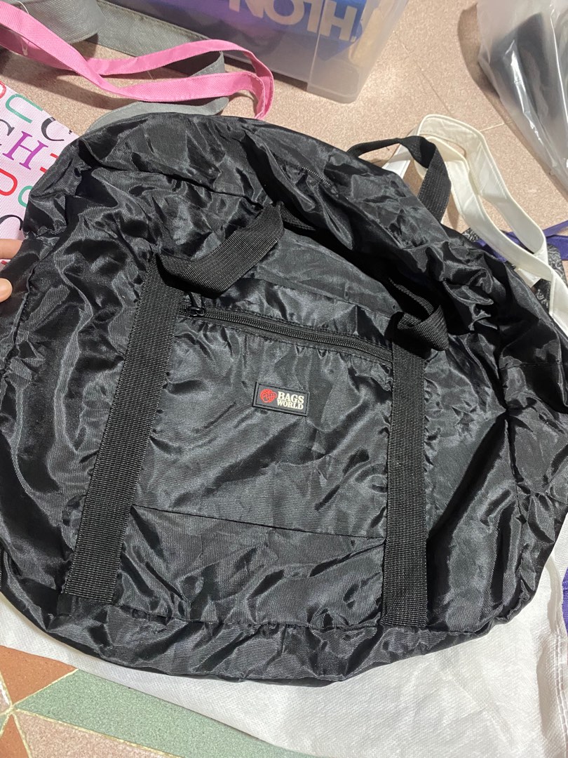 Bags World black beg balik kampung nylon nipis, Women's Fashion, Bags ...