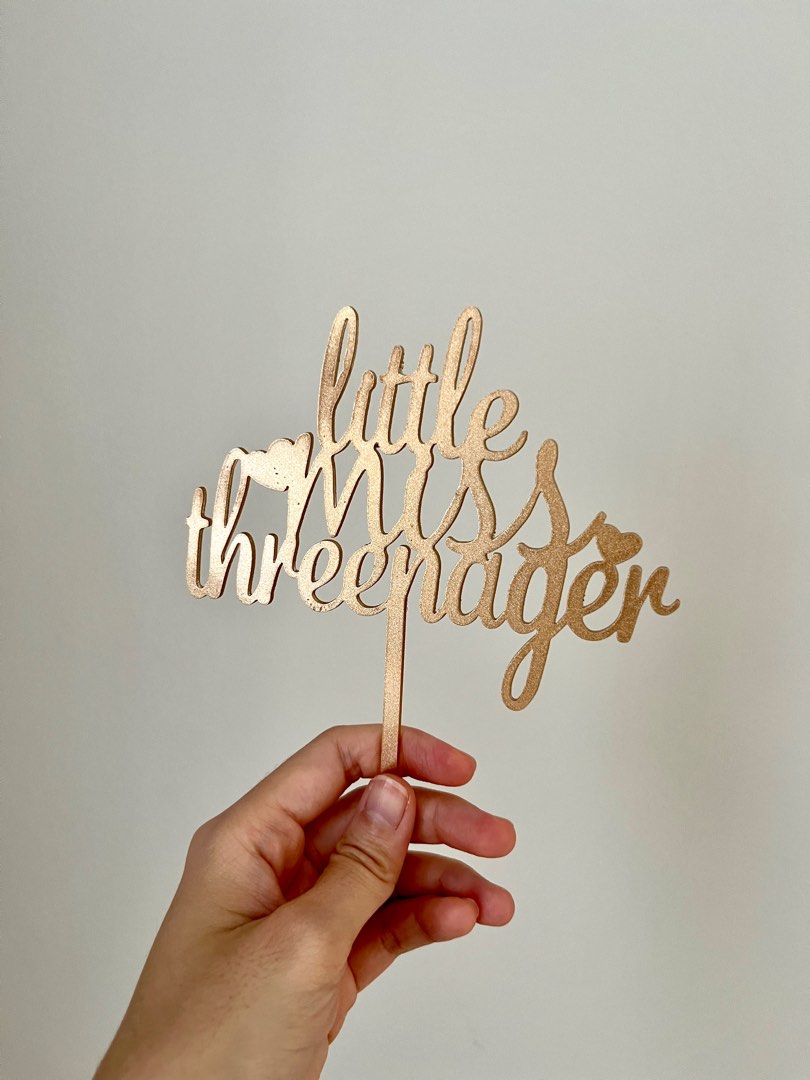 Cake Topper Girls Birthday 3 Acrylic Gold Hiasan Kue Ulang Tahun Anak 3 ...