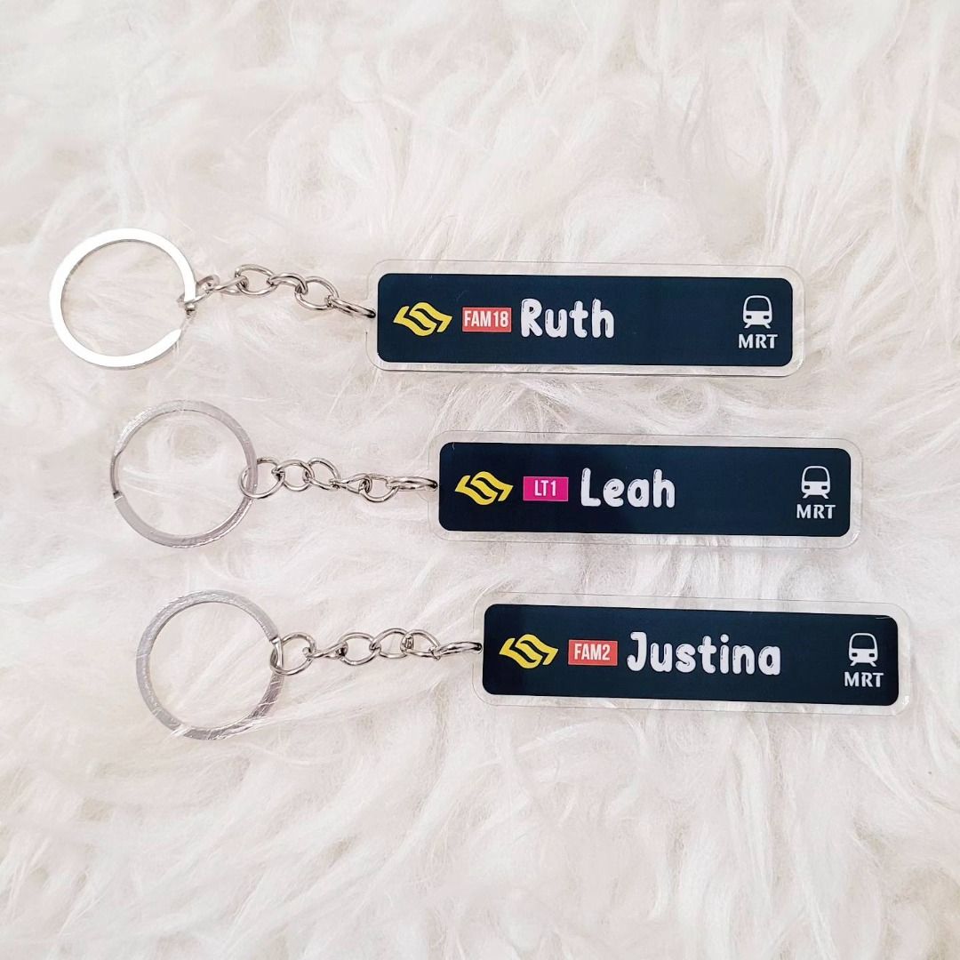 Custom Name Acrylic Keychains - MRT Station Inspired - Kids Birthday ...