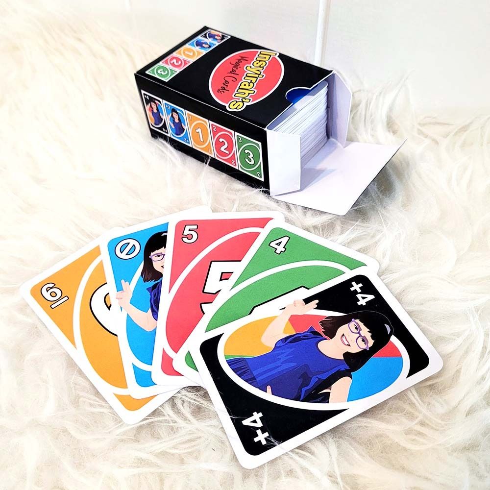 Custom UNO Cards with Photo Caricature - Personalised Gift for Birthday ...