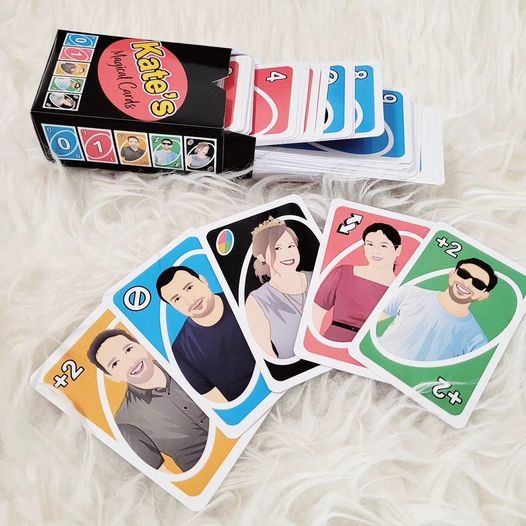 Custom UNO Cards with Photo Caricature - Personalised Gift for Birthday ...