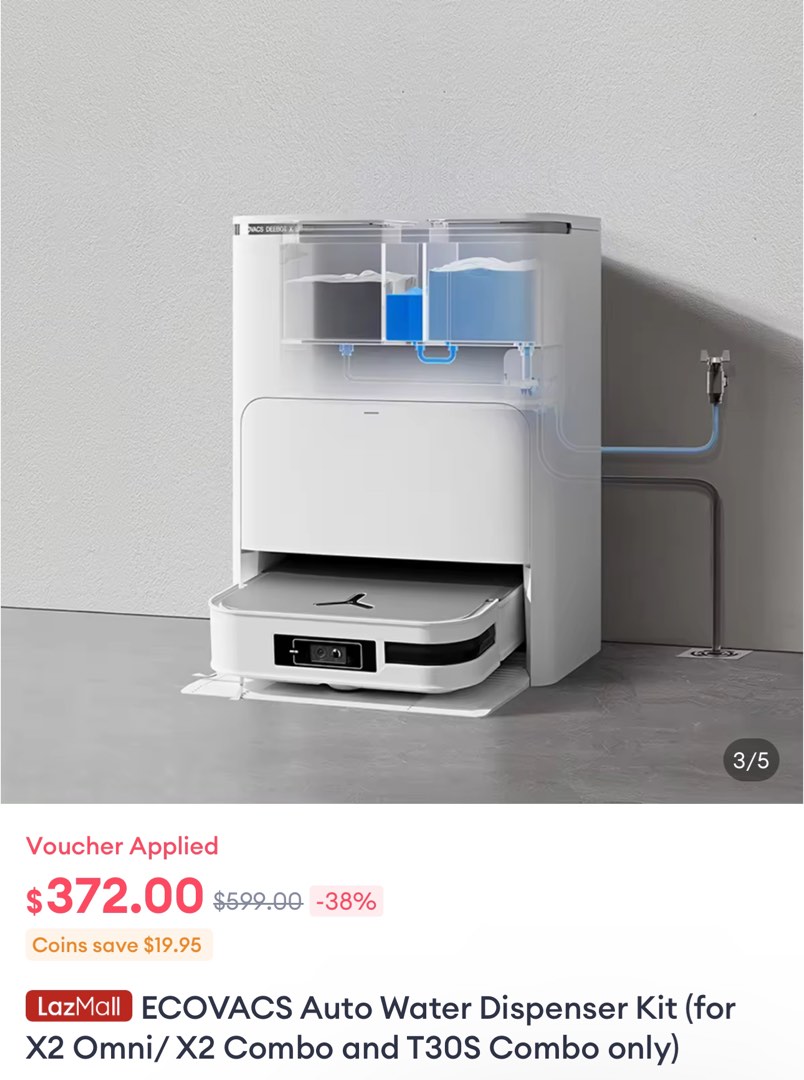 ECOVACS Auto Water Dispenser Kit (for X2 Omni/ X2 Combo and T30S Combo ...