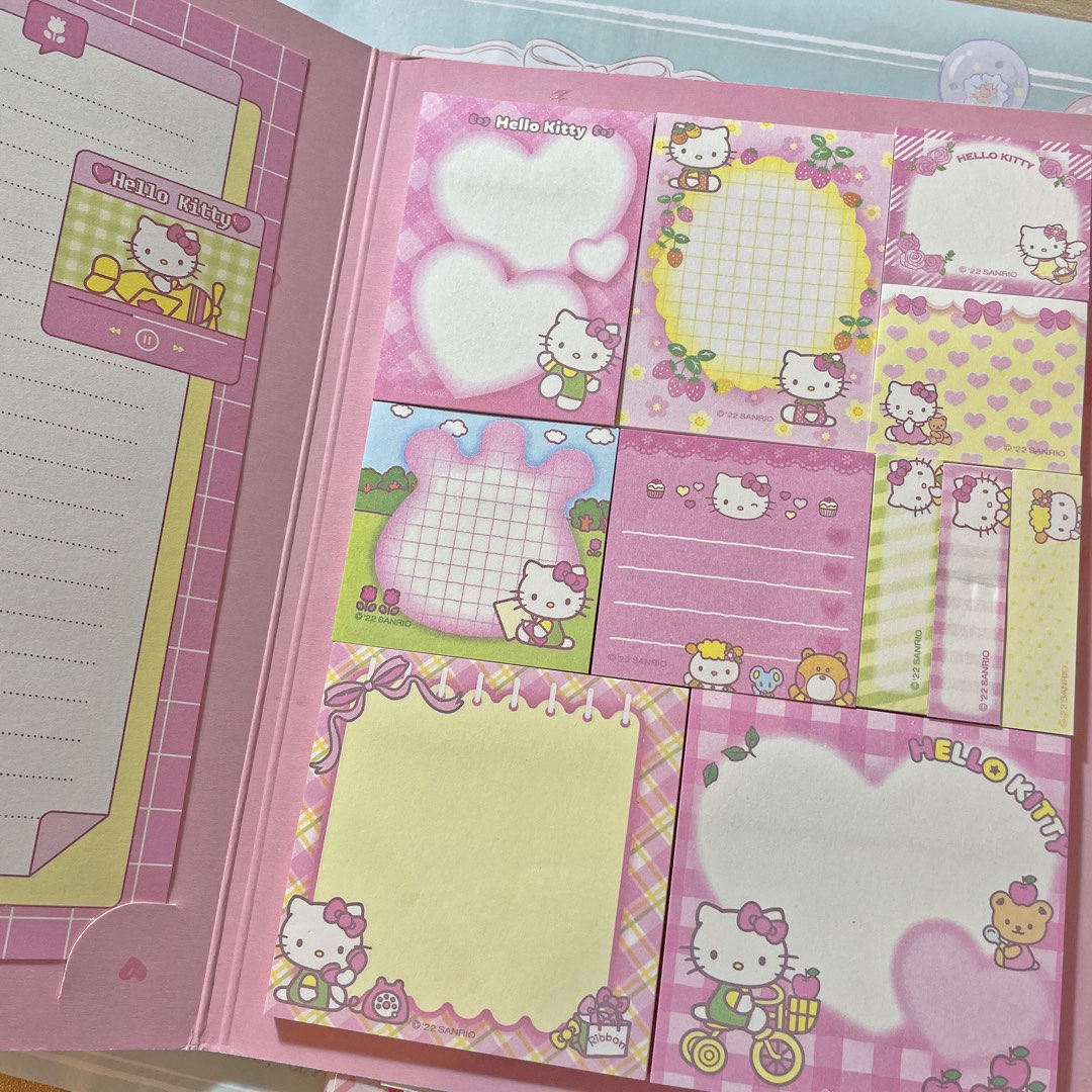 Hello Kitty Sticky Note Set (notepad memo pad sanrio), Hobbies & Toys ...