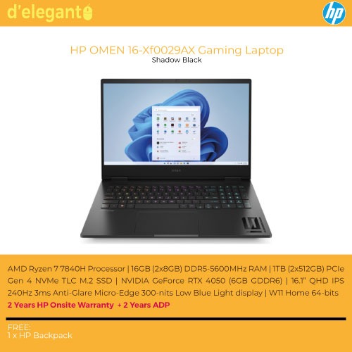 HP OMEN 16-Xf0029AX Gaming Laptop (Shadow Black), Computers & Tech ...