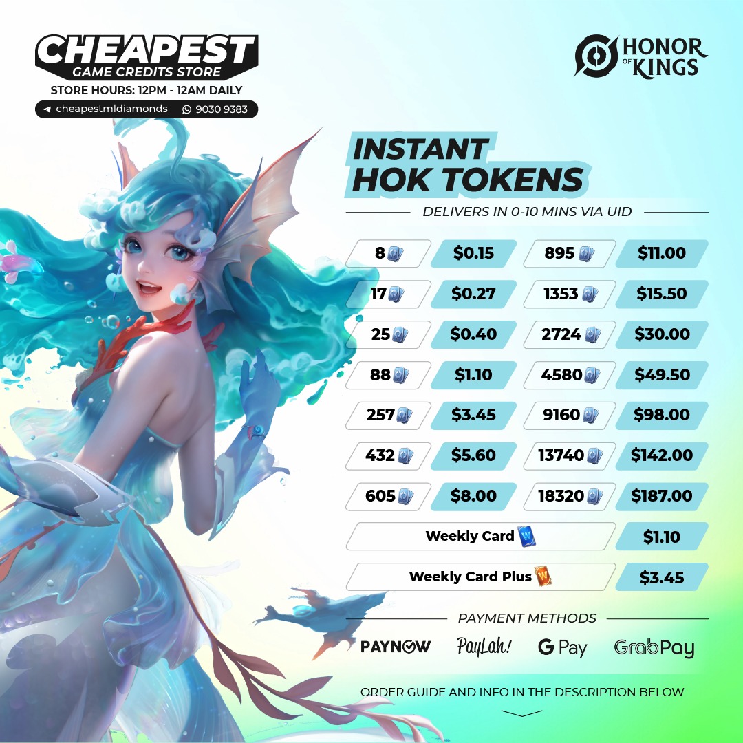 [INSTANT] Cheapest Honor of Kings Global Token Top up | HOK FAST RELOAD ...