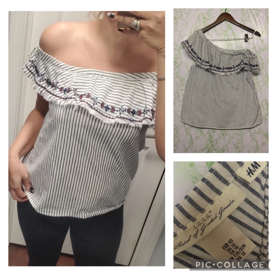 (L) H&M top, Women's Fashion, Tops, Blouses on Carousell