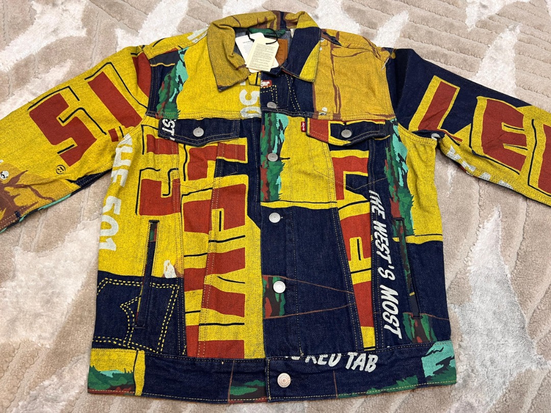 Levi's Trucker Jacket 150th Anniversary Banner Print Pockets Mens S ...