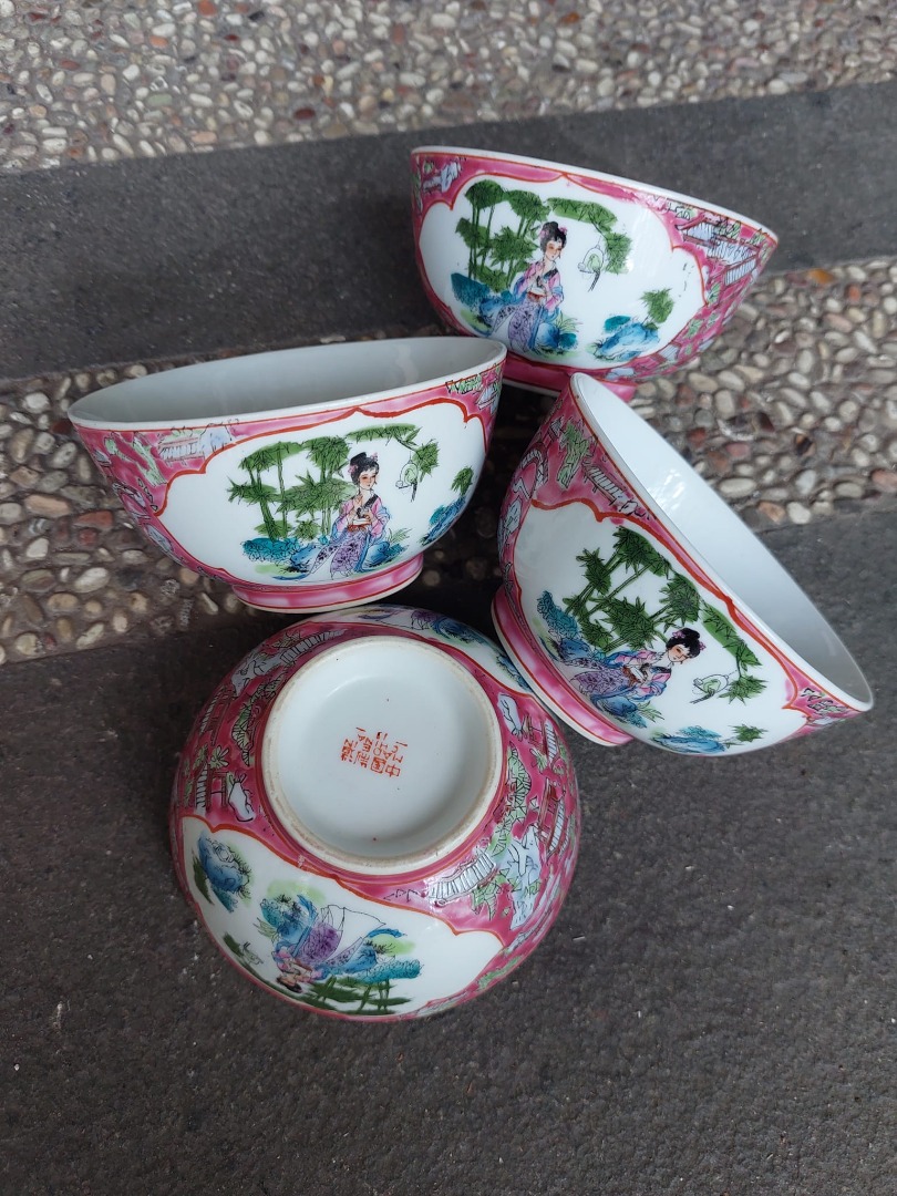 mangkok nasi keramik china motif dewi lukis 4 buah, Kitchen ...