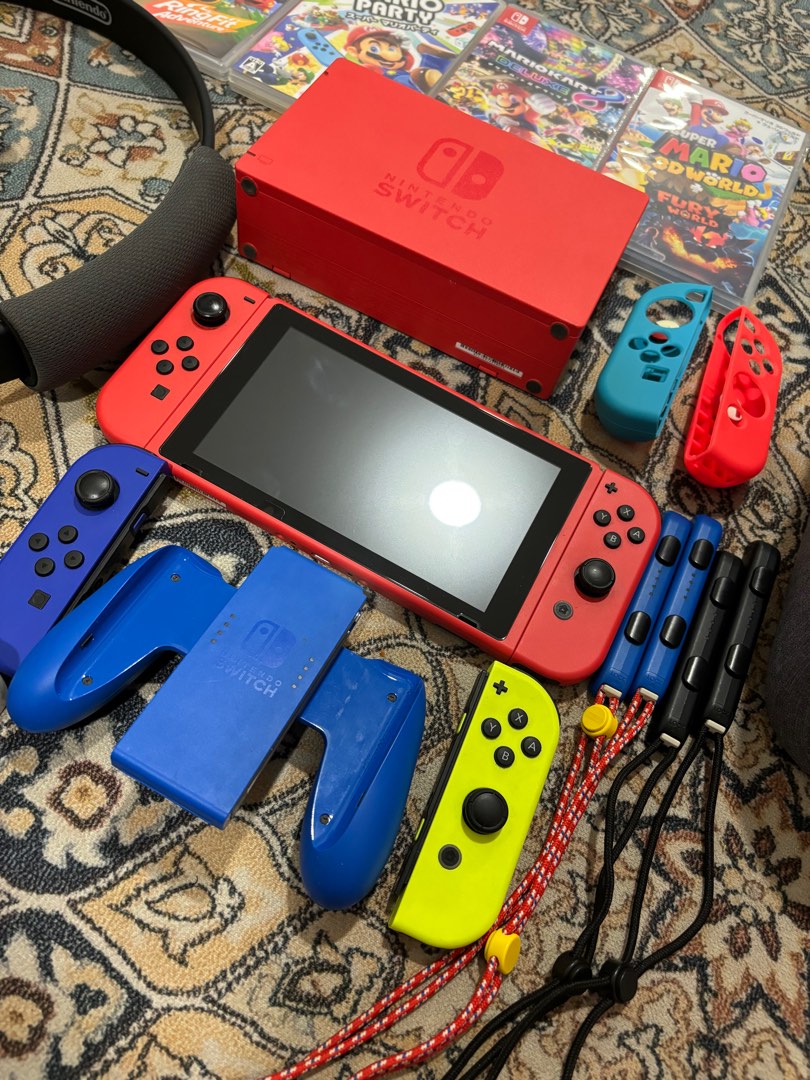 Nintendo Switch V2 Mario Edition, Video Gaming, Video Game Consoles ...