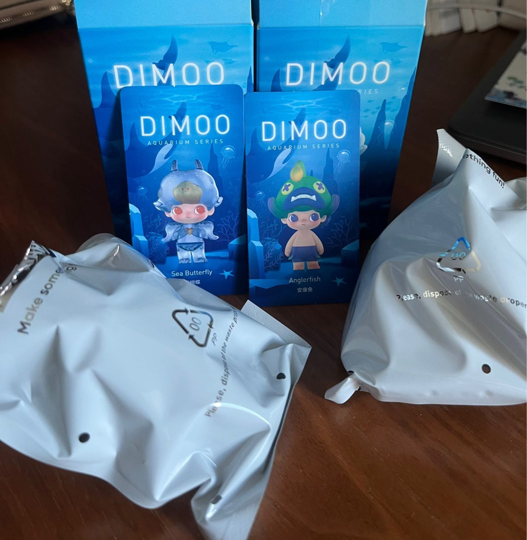 Popmart Dimoo aquarium 水族館 海蝴蝶 sea butterfly 安康魚 anglerfish, 興趣及遊戲, 玩具 ...