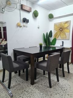 Preloved 6-seater Dining Table Solid Wood with Chairs Condition 7/10 ...