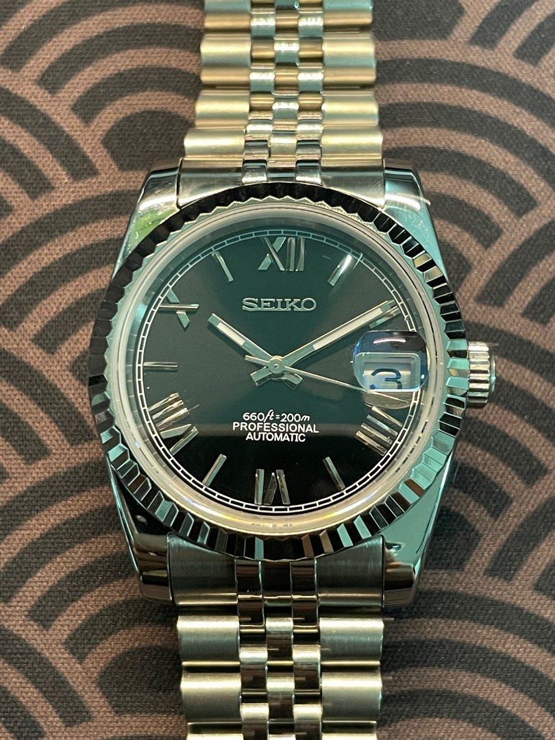 Seiko Custom Mod “Datejust Roman Numerals Black” 36mm case, Men's ...