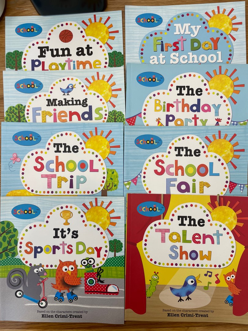 Set of 8 “The Schoolies” books by Ellen Crimi-Trent, 興趣及遊戲, 書本 & 文具 ...