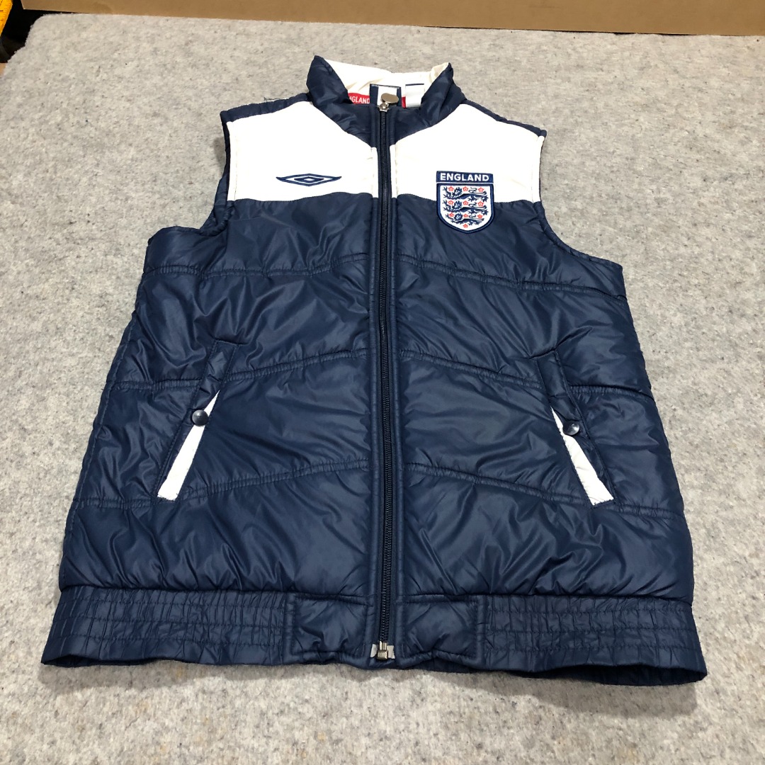 UMBRO Official National Team England Puffer Gilet Vest Full Zip Size ...