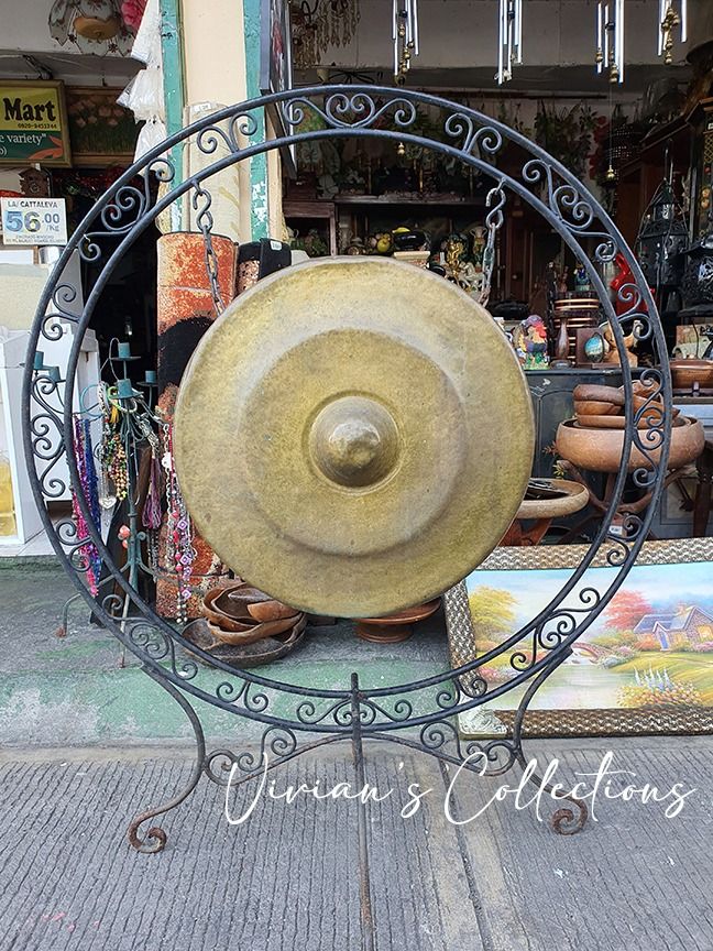 Vintage Giant/ Very Big Antique Brass Gong with Wooden Striker ...