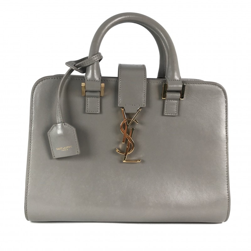 YSL Cabas Work Tote in Grey and Gold Hardware in calfskin leather ...