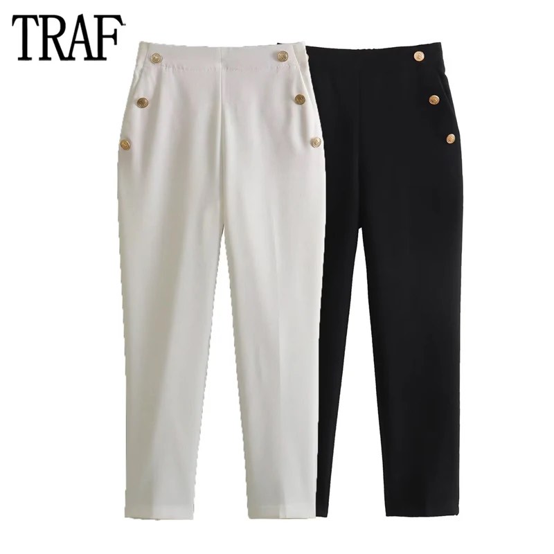 Zara Trouser with gold button, Women's Fashion, Bottoms, Other Bottoms ...