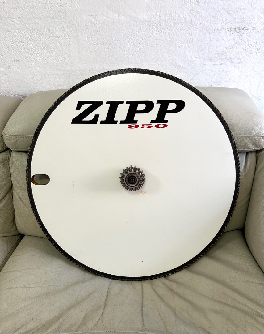 Zipp USA 950 full carbon fibre kevlar disc tubular rear wheel vintage ...