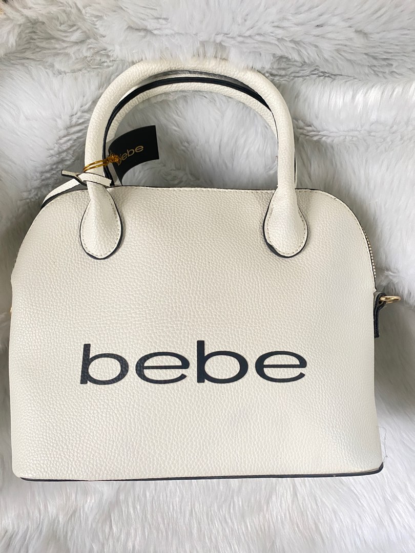 Authentic BEBE Fabiola White Dome Logo Satchel Crossbody Handbag purse ...