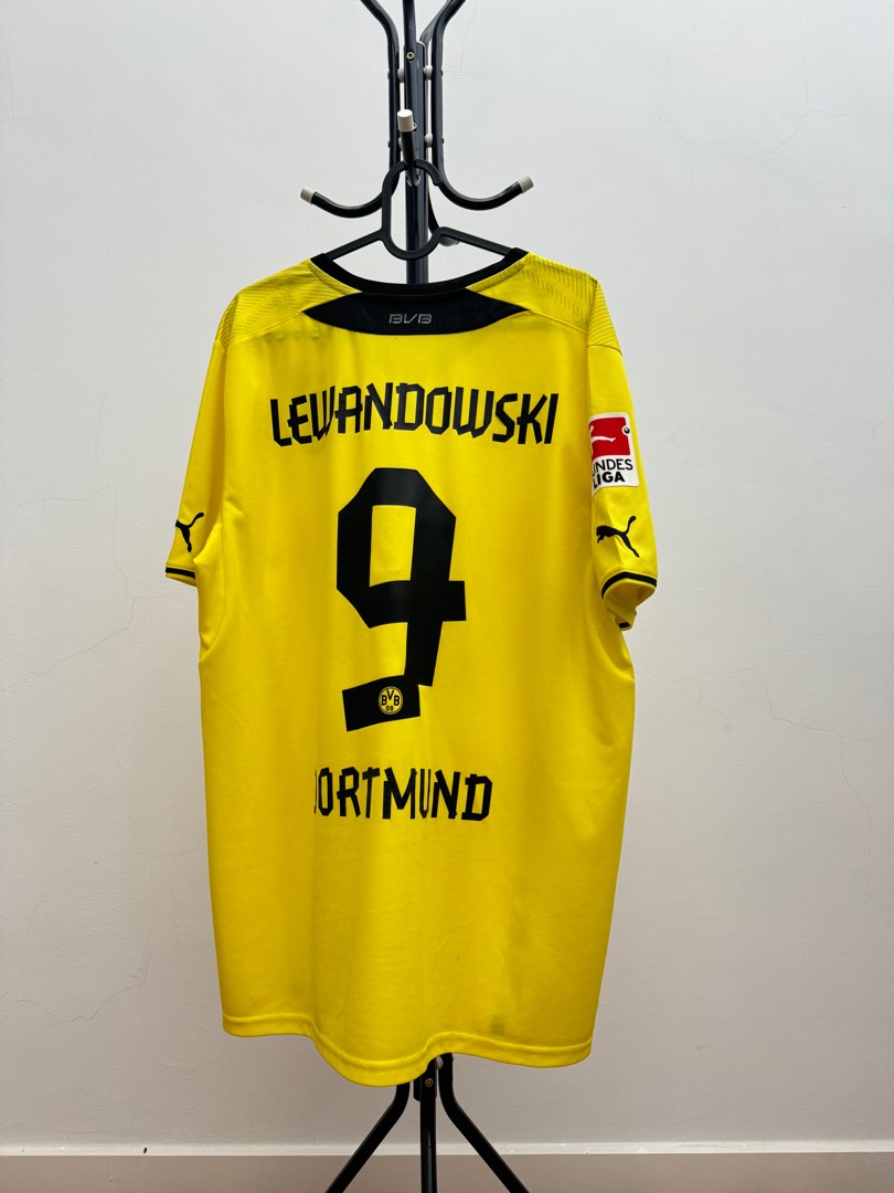Borussia Dortmund 13/14 home kit nameset Lewandowski 9, Men's Fashion ...